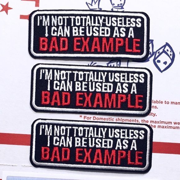 Other | Funny Novelty A Bad Example Patches Badges 3pack | Poshmark